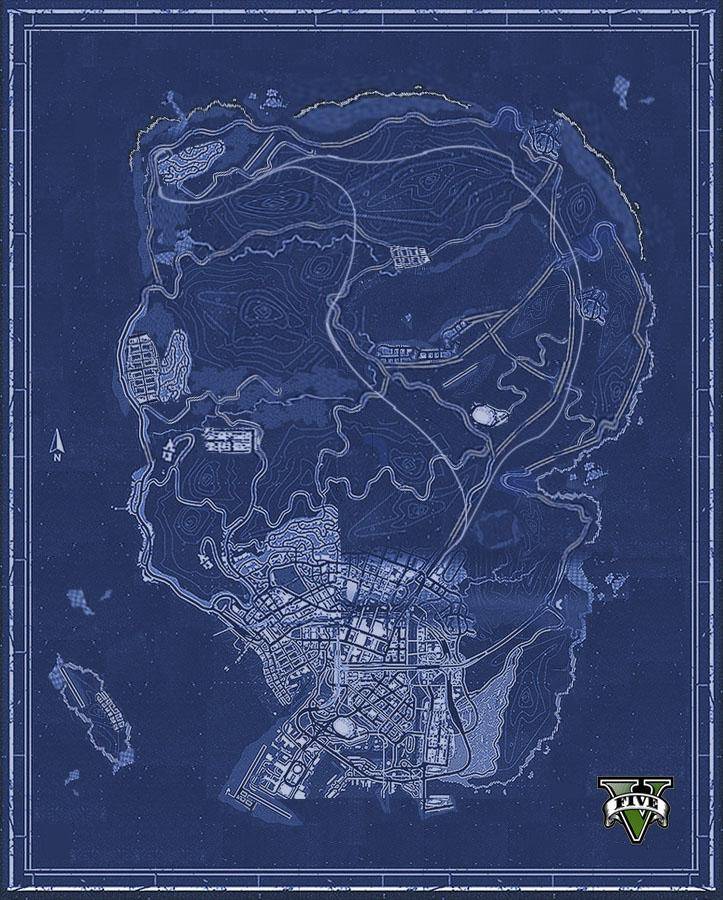 Grand Theft Auto V Map Revealed in its Entirety