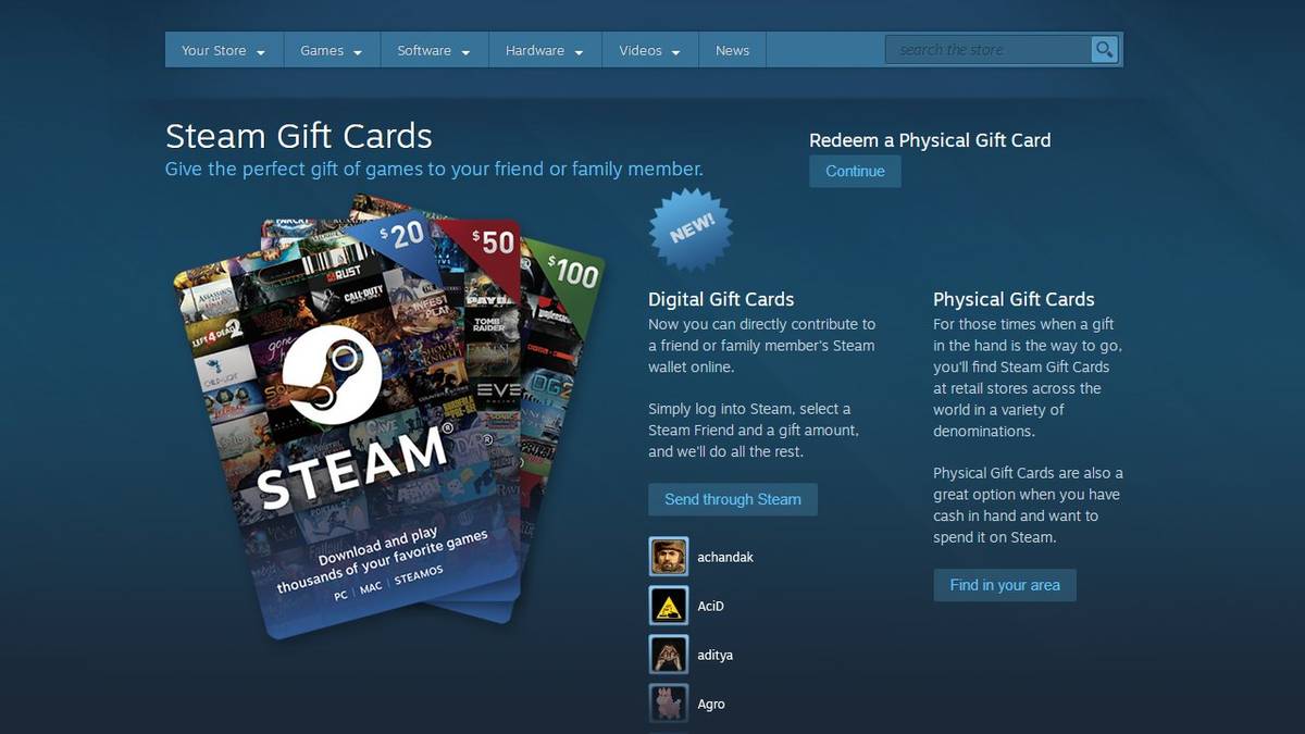 Steam Launches New Digital Gift Cards to Send to Your Friends