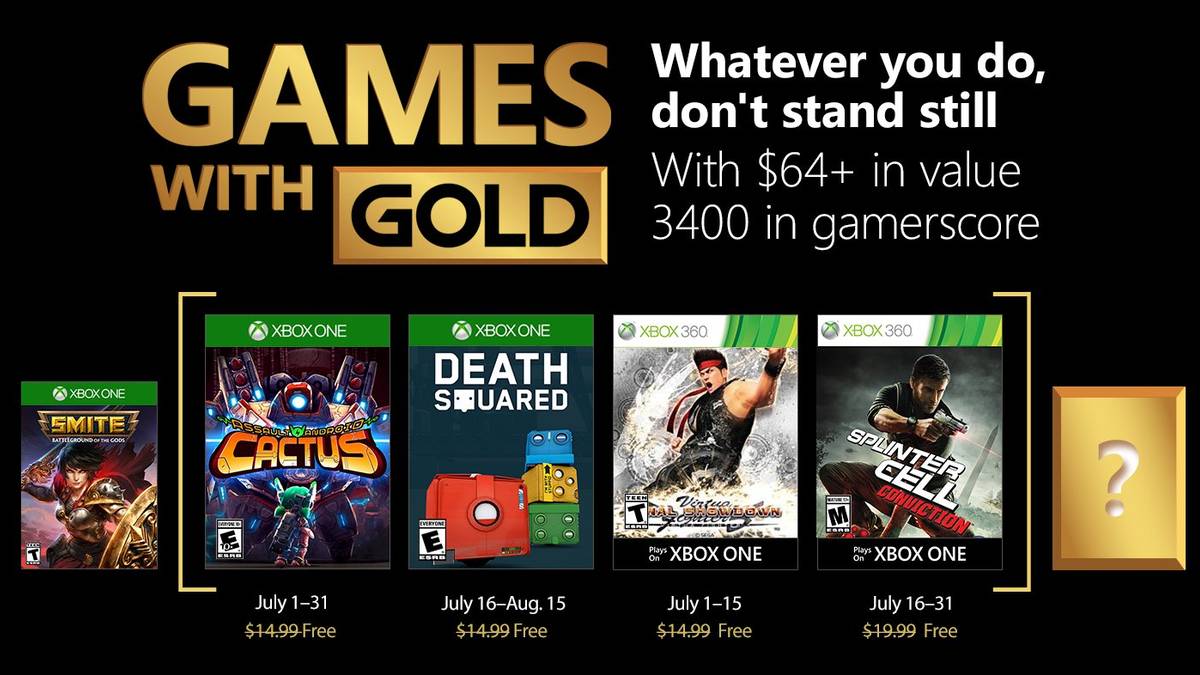 Xbox Games With Gold Lineup for July 2018 Revealed
