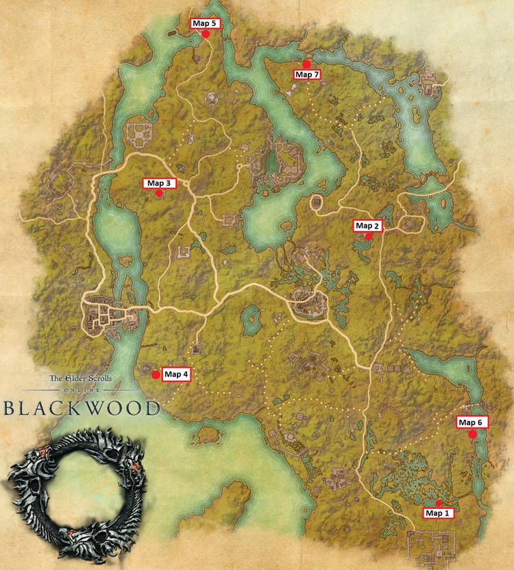 The ESO Blackwood Treasure Maps Locations - Regular and Collector