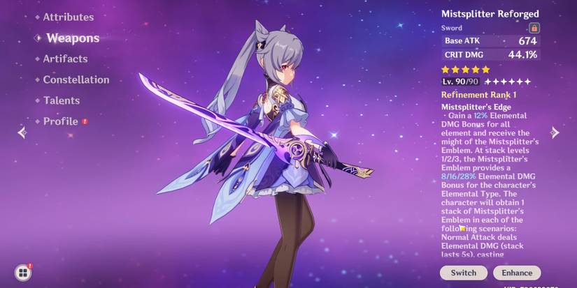 Genshin Impact: Mistsplitter Reforged Weapon Guide