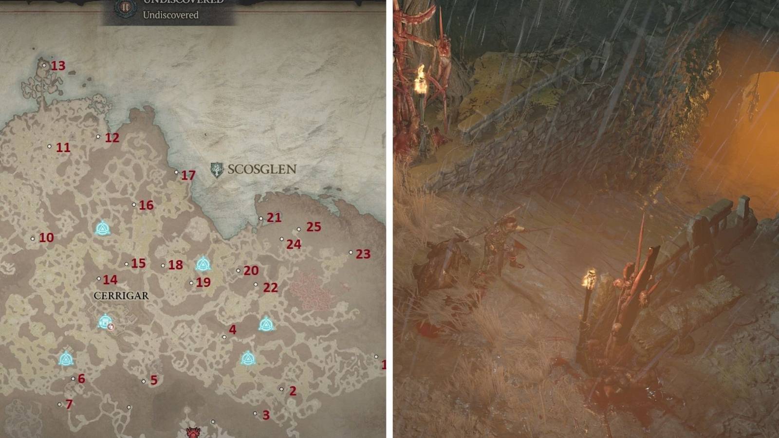 Diablo 4: All Side Dungeon Locations In Scosglen