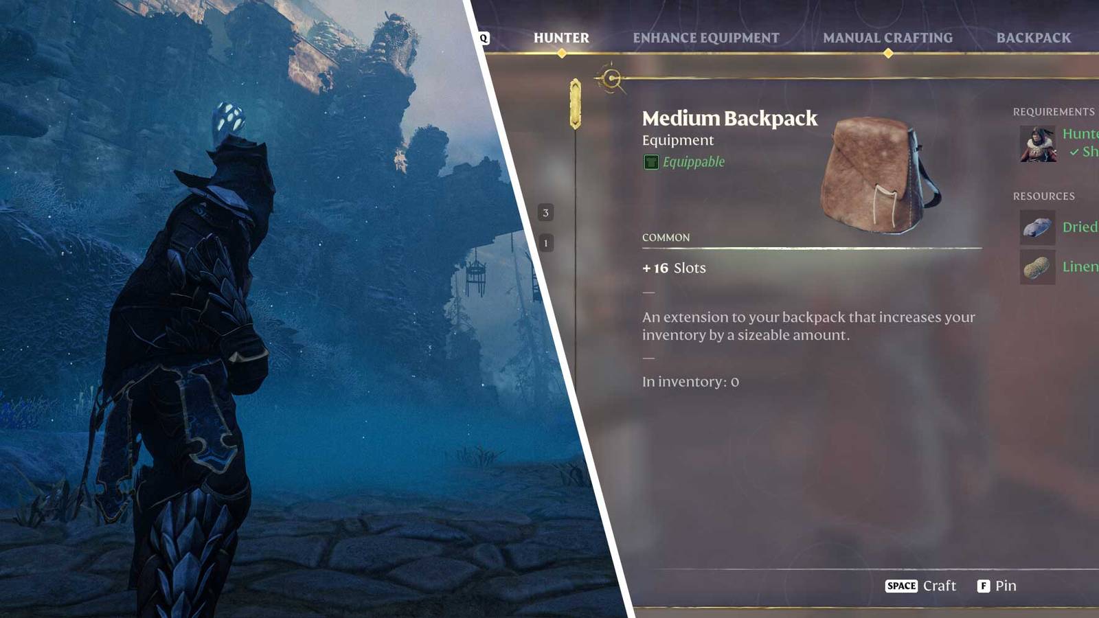 Enshrouded: How To Upgrade Backpack