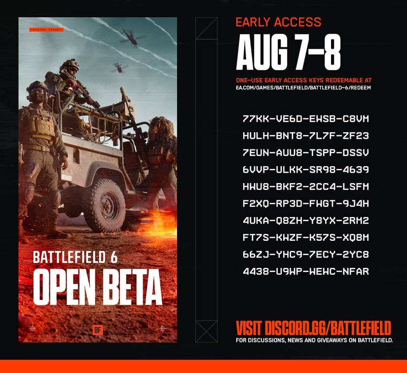 Battlefield 6 Early Access Code Giveaways